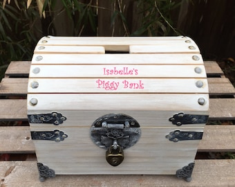 Wooden coin bank | Etsy