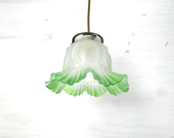 Green glass shade | Etsy