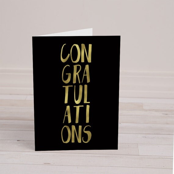 Black and Gold Congratulations Card, Modern Congratulations Card ...