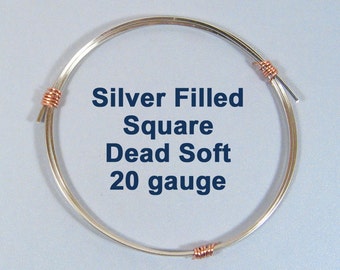 Square silver wire cuff bracelet embellished with argentium