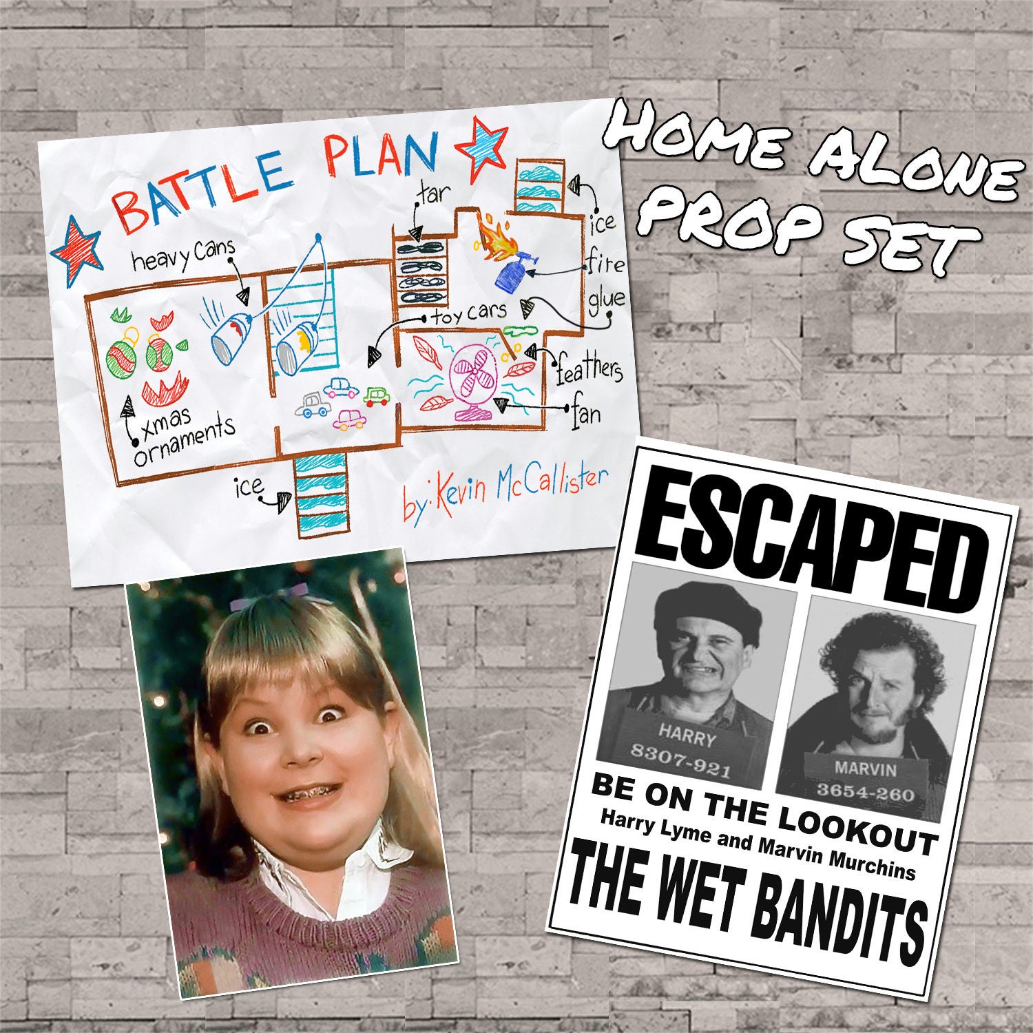 Home Alone Wanted Kevin McCallister Battle Plan Map Wet