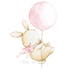 Nursery Art BUNNY with PINK BALLOON Archival