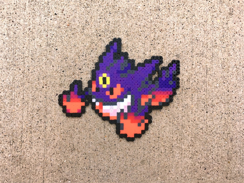 Gastly Haunter Gengar Mega Gengar Pokemon Perler by Pixelixir