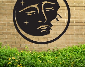 Sun Moon Stars Large Metal Artsy Sign