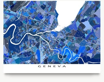 Geneva Map Art Line Drawing / Switzerland Wall Art Poster