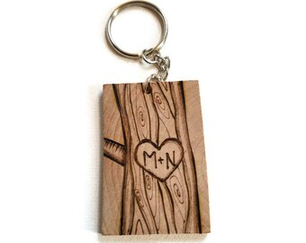 Wood keychain | Etsy