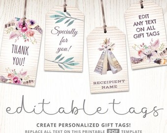 Editable gift tags gift tag template text editable polka