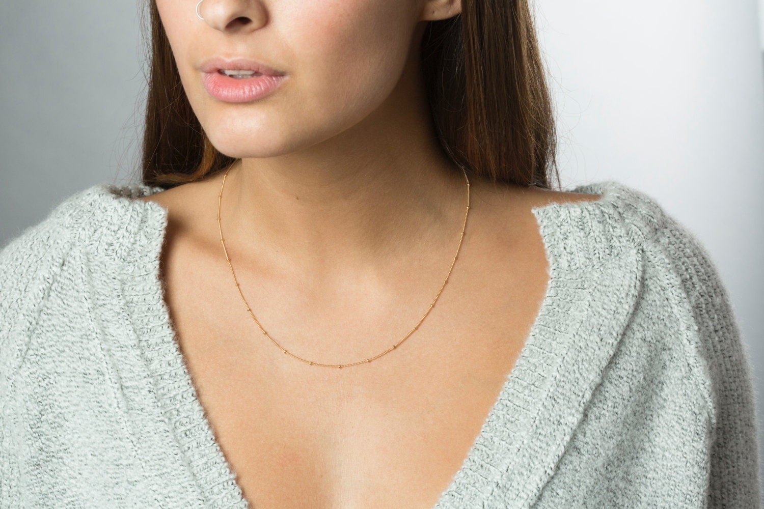 Gold Beaded Chain Necklace Perfect Layering Chain by FreshyFig
