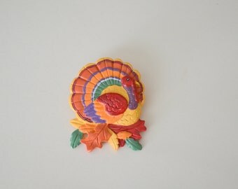 Items similar to Turkey Pin Hallmark Vintage Thanksgiving Plastic ...