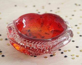 Red glass ashtray | Etsy