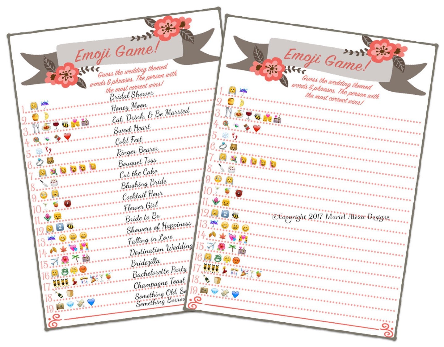 Bridal Shower Emoji Game Fun Unique Games DIY PDF Wedding Bridal Shower Emoji Game Fun Unique Games DIY PDF Wedding