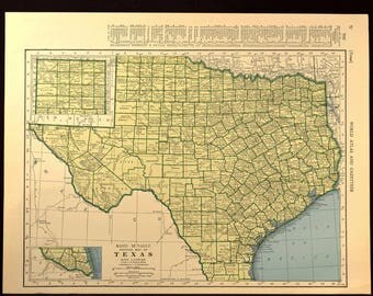 1940s texas map | Etsy