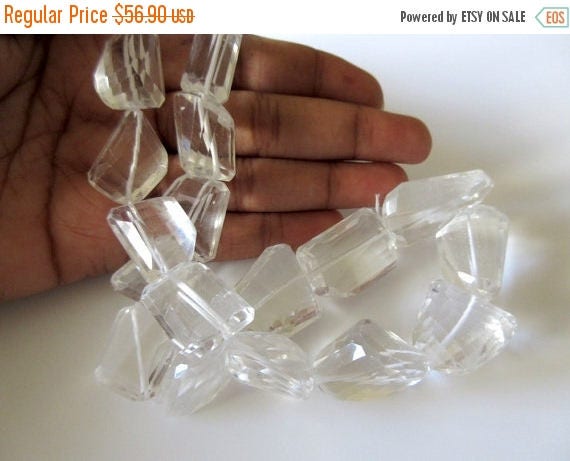 ON SALE 50% Huge Crystal Quartz Step Cut Faceted Tumbles