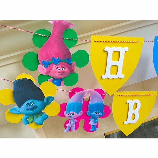 TROLLS Birthday Banner-Trolls Theme by LittleRedBanner on Etsy