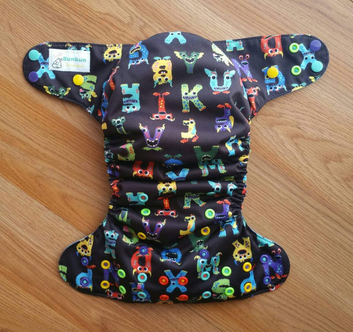 Monster Alphabet cloth diaper all in one cloth diaper