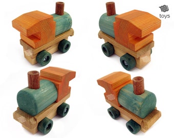 Orange toy train | Etsy