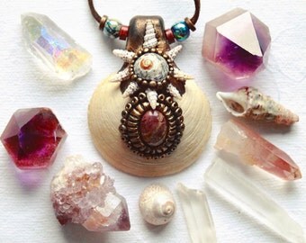 Oyster shell pendant | Etsy