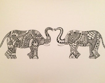 Zentangle elephant | Etsy