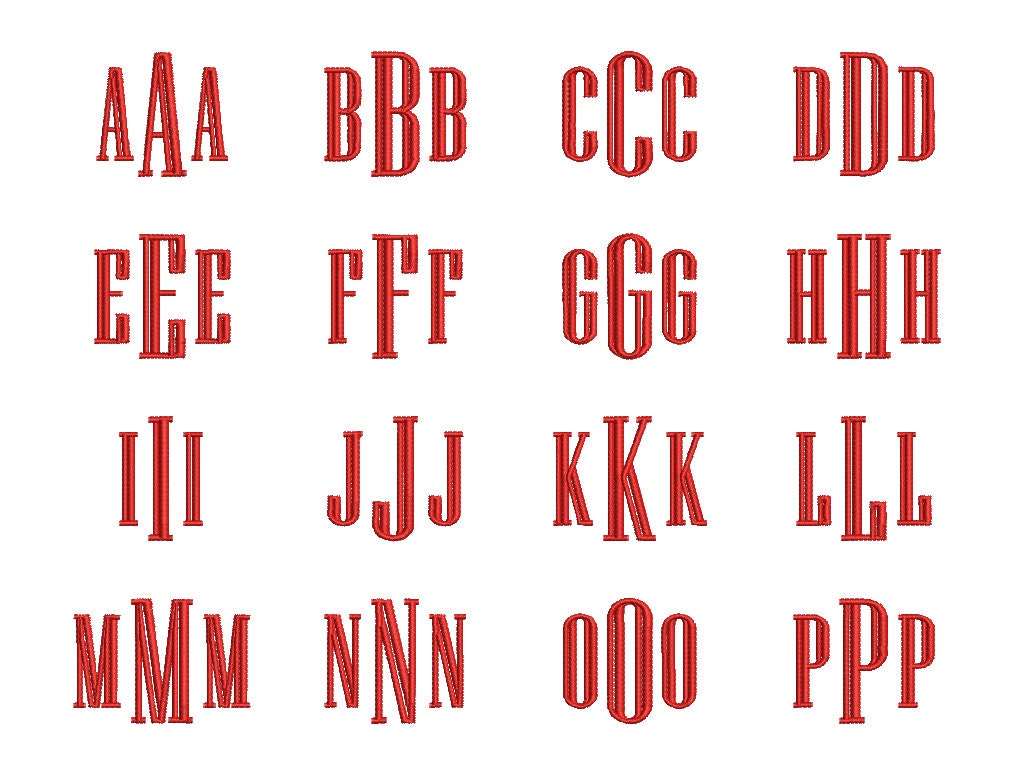 Engraved Monogram Font Embroidery Fonts 13 Size Monogram