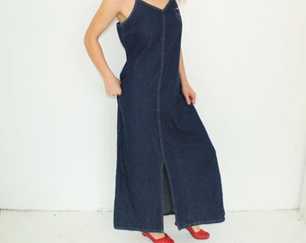 Denim maxi dress | Etsy