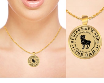 Gold aries pendant | Etsy