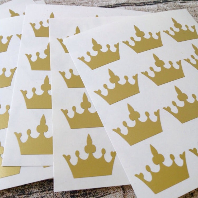 48 Gold crown stickers Gold crown mini decals Gold by Chillipaper