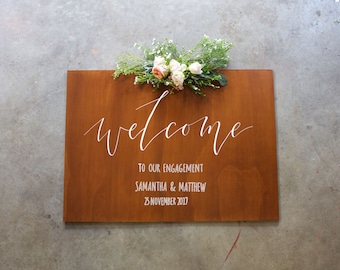 Chalkboard Engagement Party Welcome Sign welcome to our