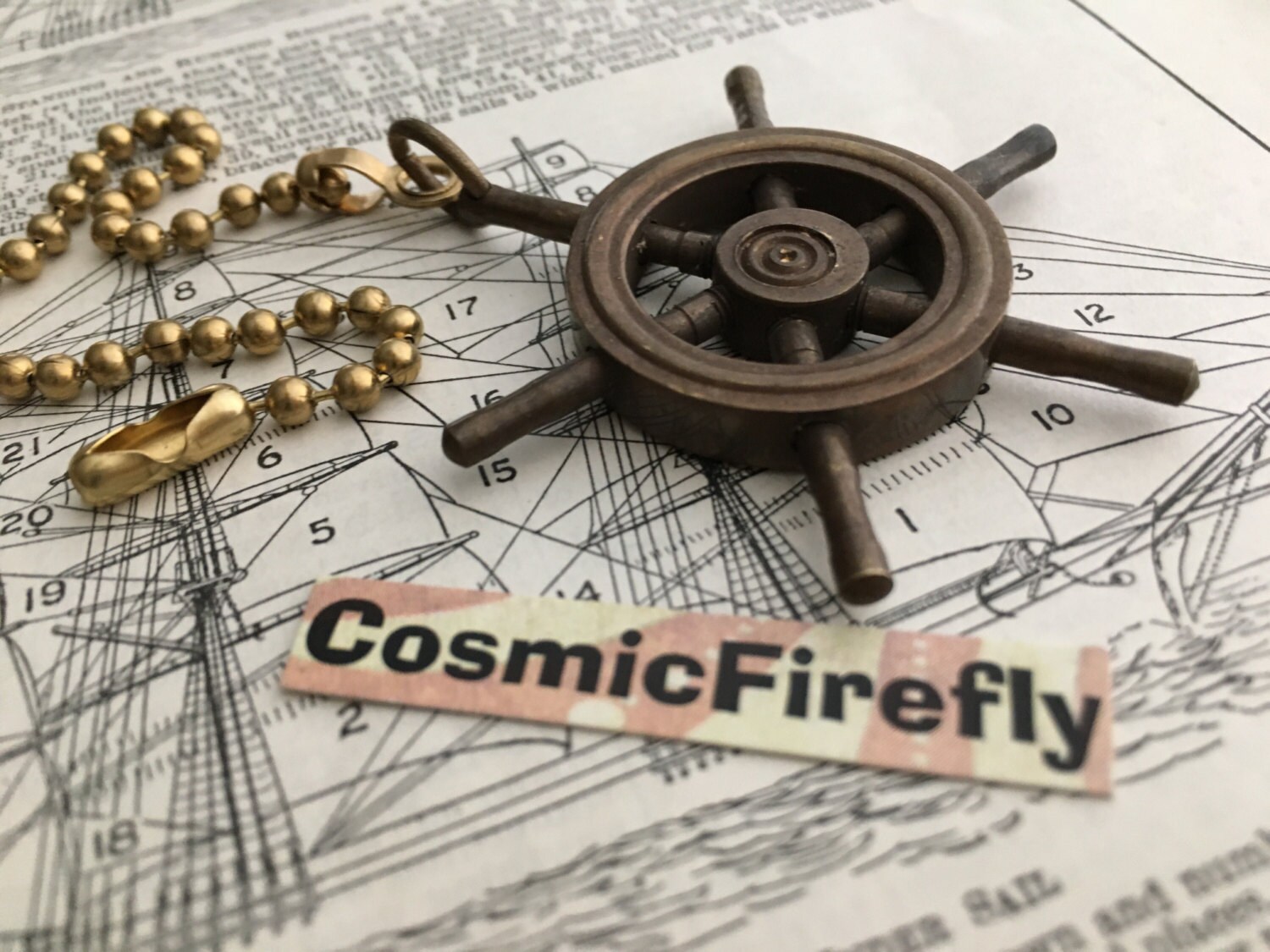 Nautical Ship's Wheel Fan Pull Steampunk Fan Pull Chain