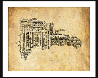 Puerto Rico Map Typography Map Poster Print Text by ParisPhotoShop