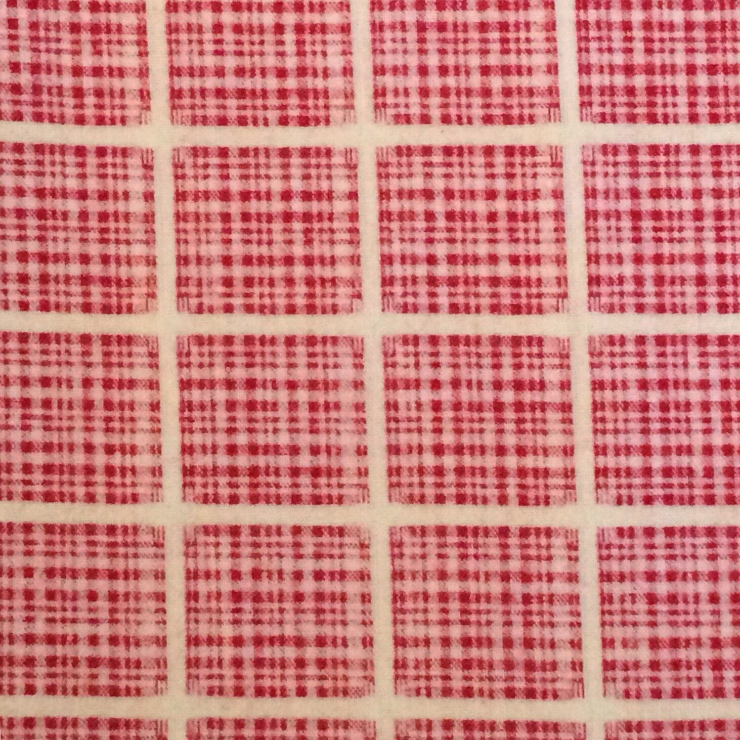 Plaid Flannel Cotton Fabric / Red and White Flannel / Plaid Flannel ...