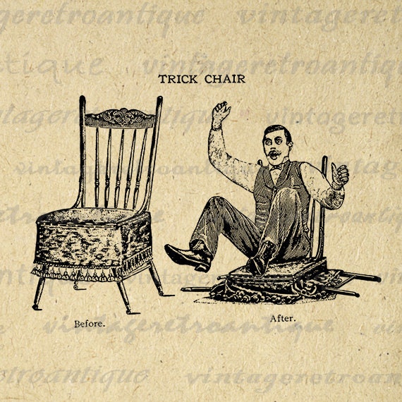 Printable Trick Chair Old Fashioned Cartoon Antique Graphic