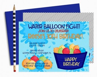 Water balloon invite | Etsy