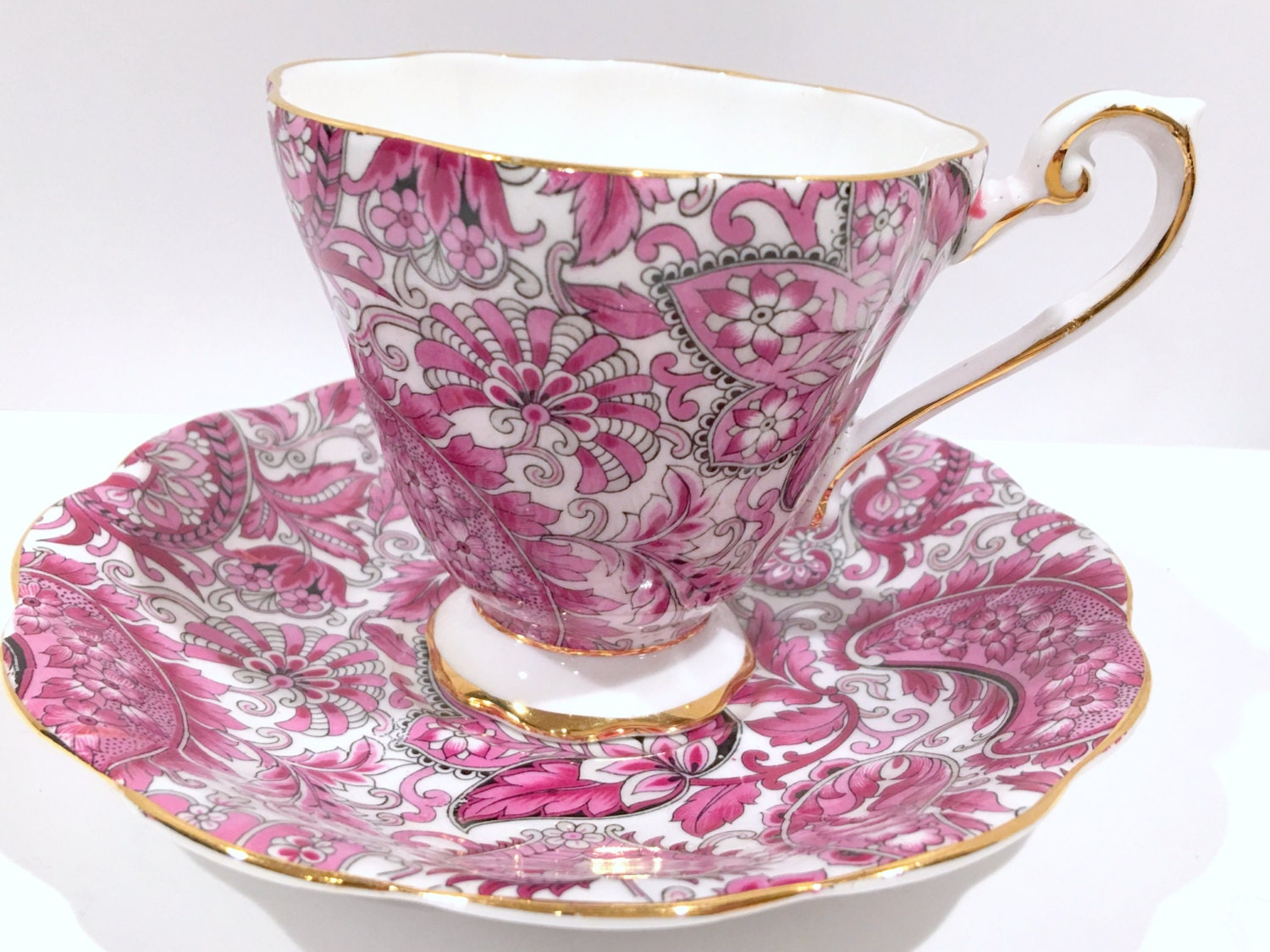 Royal Standard Tea Cup and Saucer, Tea Set, Raspberry Chintz Cups ...