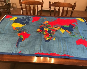 World map fabric | Etsy