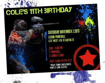 Airsoft Party Invitation Photo Invitation Air soft War