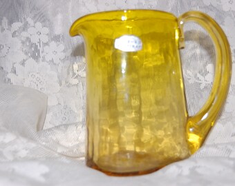 Blenko Glass Honey Gold Crackle Vase with Label 10 1/2 inch