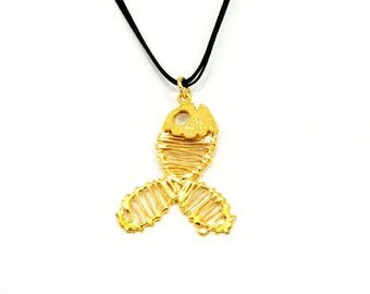 Gold fish pendant | Etsy
