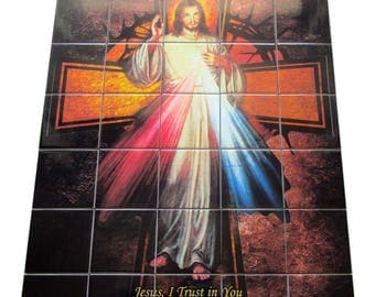 Jesus of Divine Mercy catholic wall art mosaic for prayer