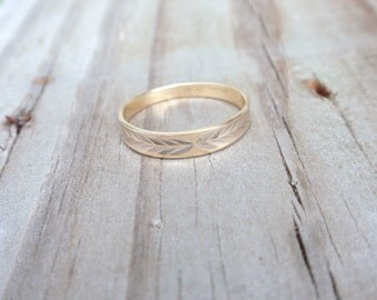 Wheat engraved ring | Etsy