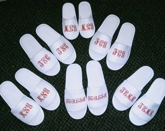 Monogram slippers | Etsy