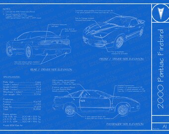 1969 Pontiac Firebird / Trans Am blueprint poster