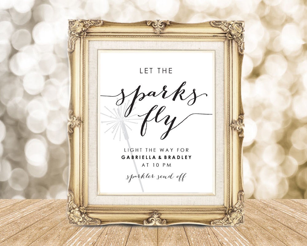 Let The Sparks Fly Sparkler Send Off Sign 8x10 DIY Sign