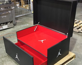 Custom Giant Jordan Flight Shoe Storage Box with Red Velvet