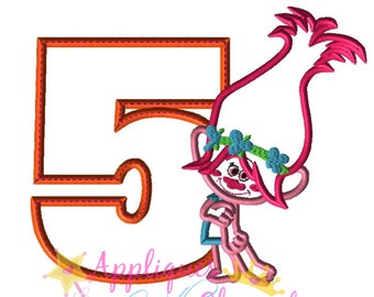 Poppy troll applique | Etsy