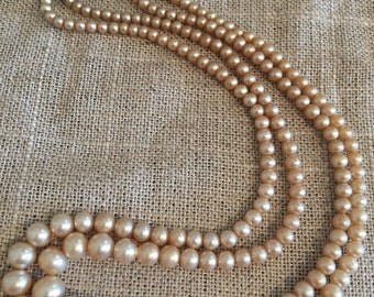 Champagne pearl necklace | Etsy