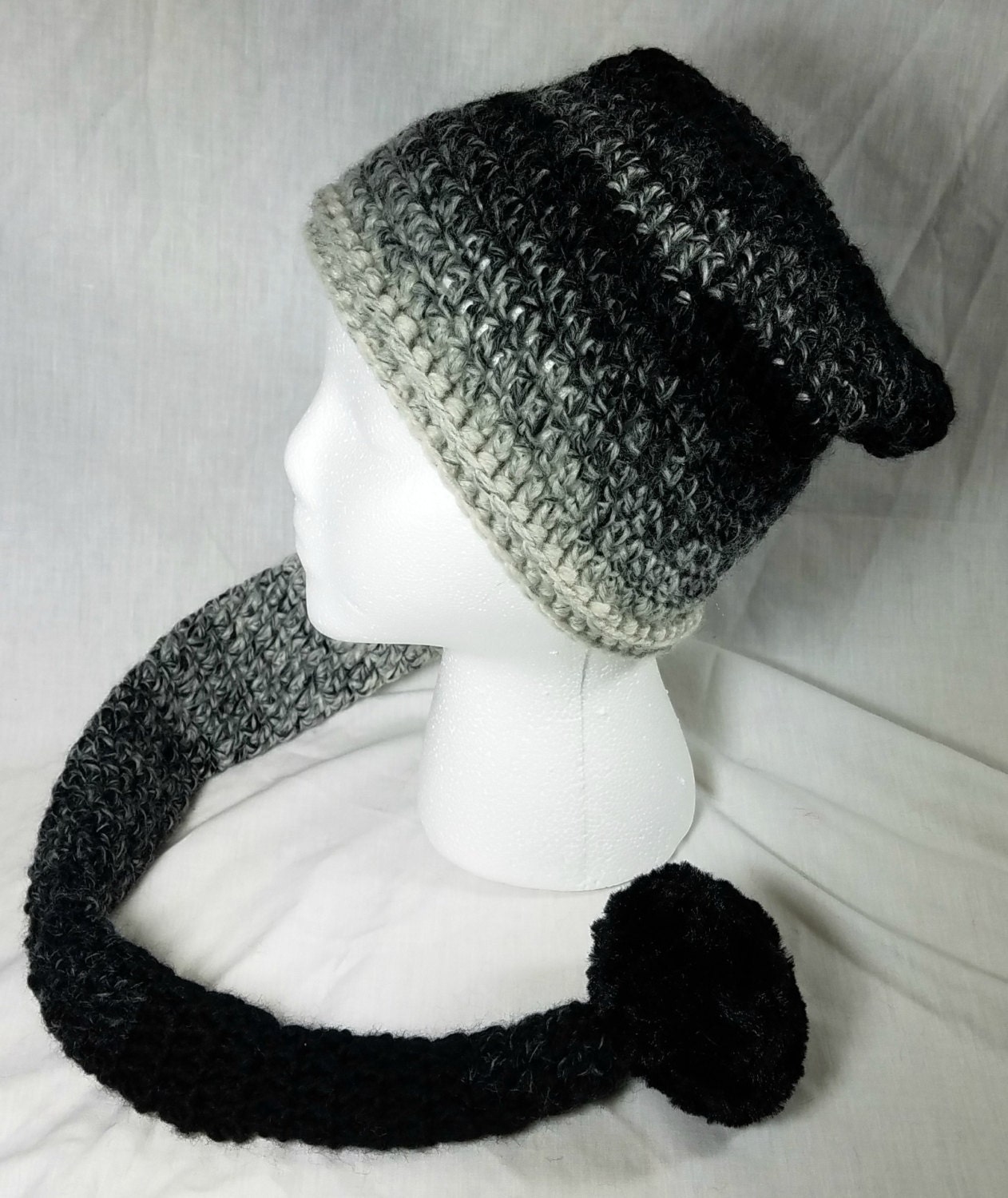 Crochet Pixie Long Tail Winter Hat Wool Stocking Cap Winter