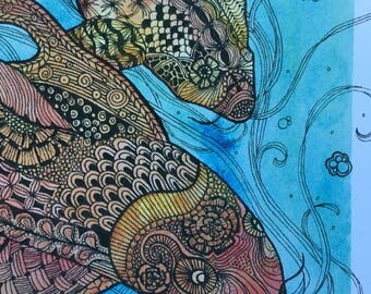 Zentangle fish | Etsy
