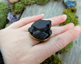 Obsidian ring | Etsy