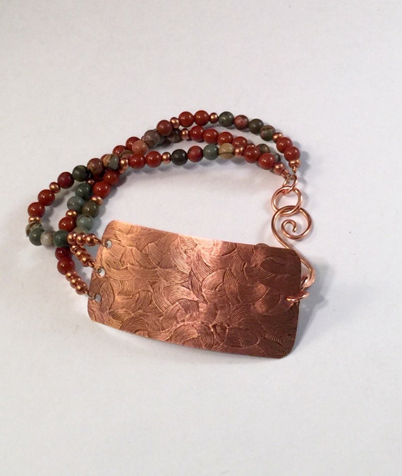 Copper Cuff with Beaded Bracelet