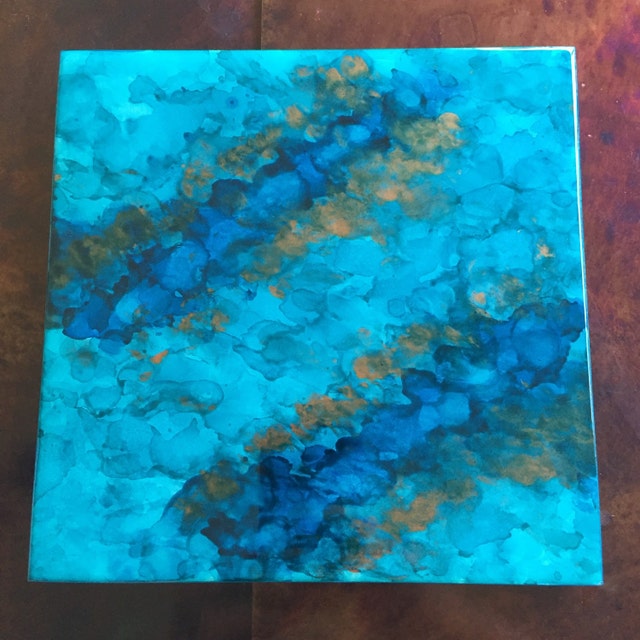 Alcohol ink metal work and fluid art for home & by OrganicEdges